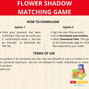 Flower Shadow Matching Card,flower Flashcards,spring Shadow,matching ...