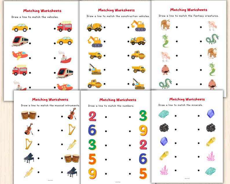 Matching Worksheets,match the Picture,learning Activities,matching Game ...