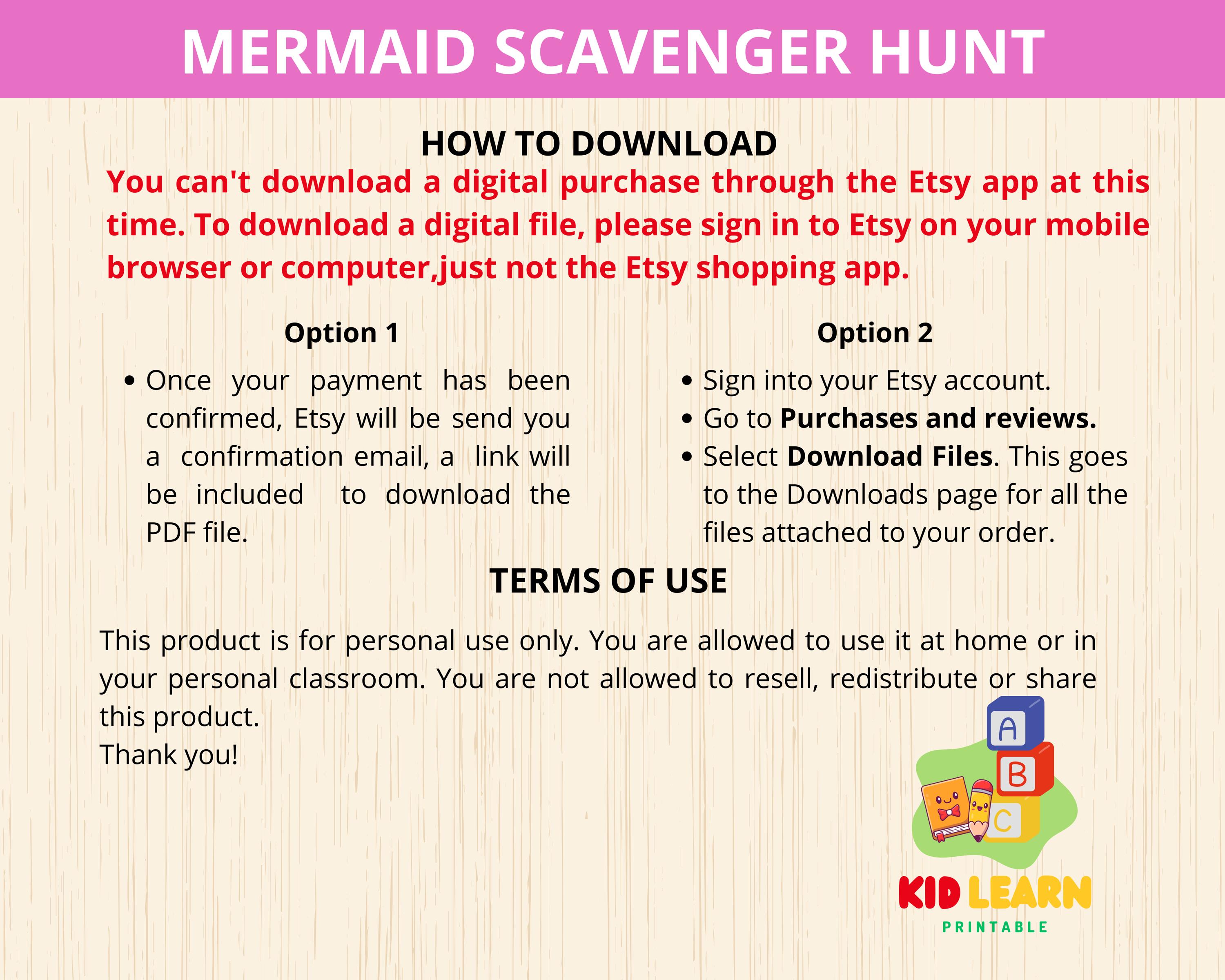 Mermaid Scavenger Hunt,mermaid Trasure Hunt,mermaid Birthday Party Game ...