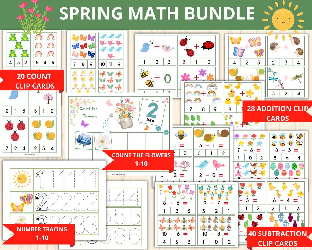 Spring Math Bundle,spring Bundle,spring Busy Bin, Spring Worksheet ...