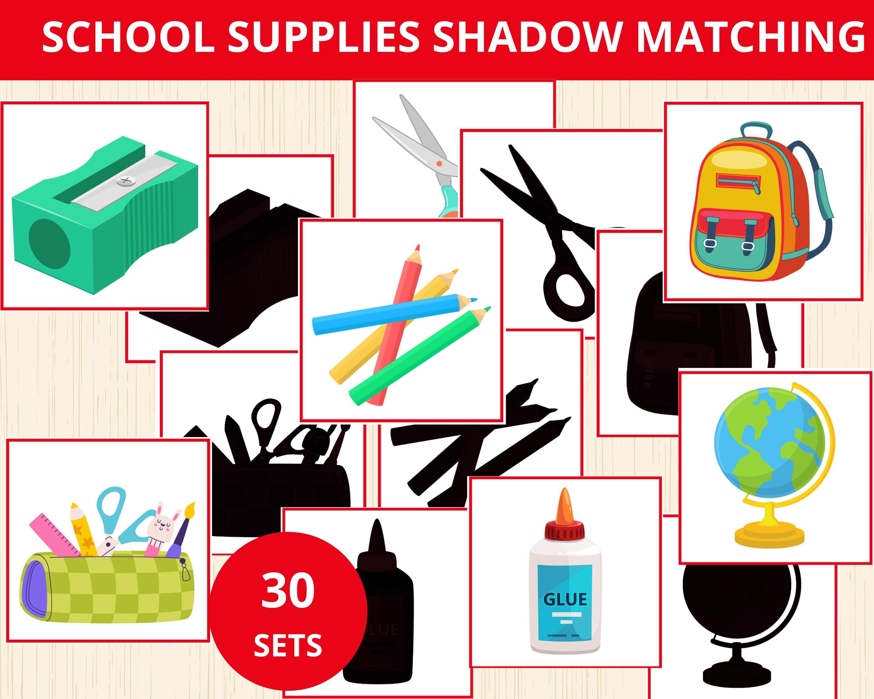 School Supplies Shadow Matching,back to School Game,school Supplies ...