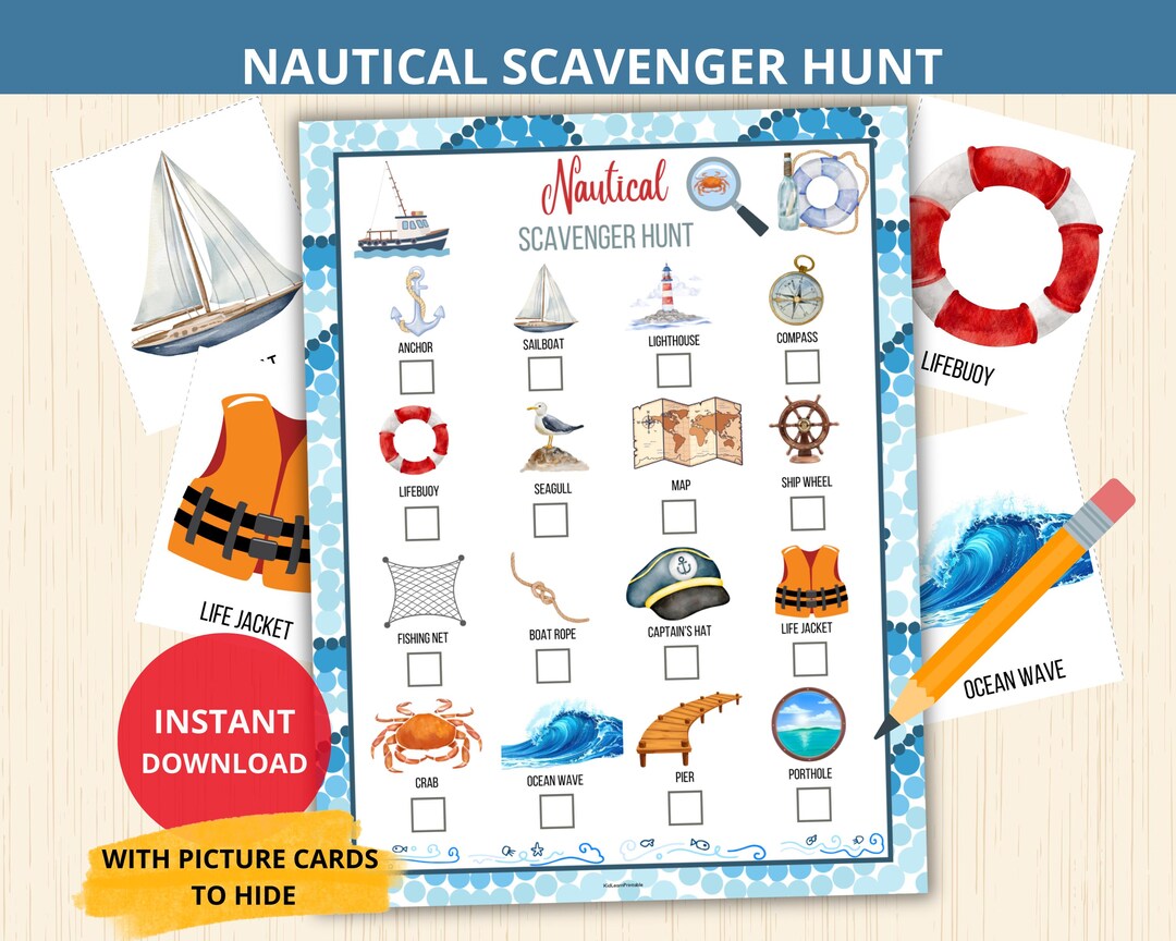 Nautical Scavenger Hunt,ocean Scavenger Hunt,beach Treasure Hunt ...