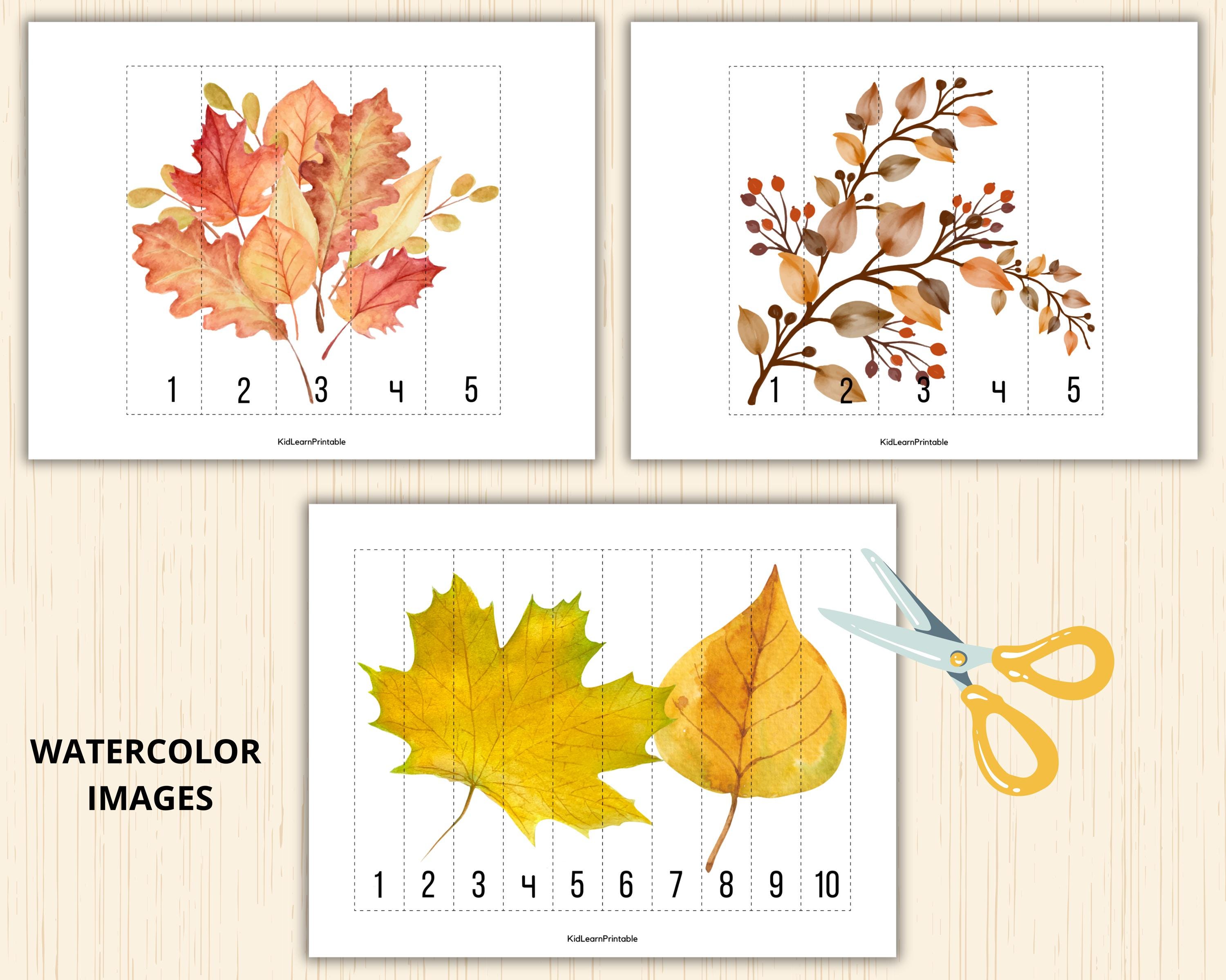 Fall Leaves Number Puzzles,autumn Preschool Math Activity,leaf Puzzle ...