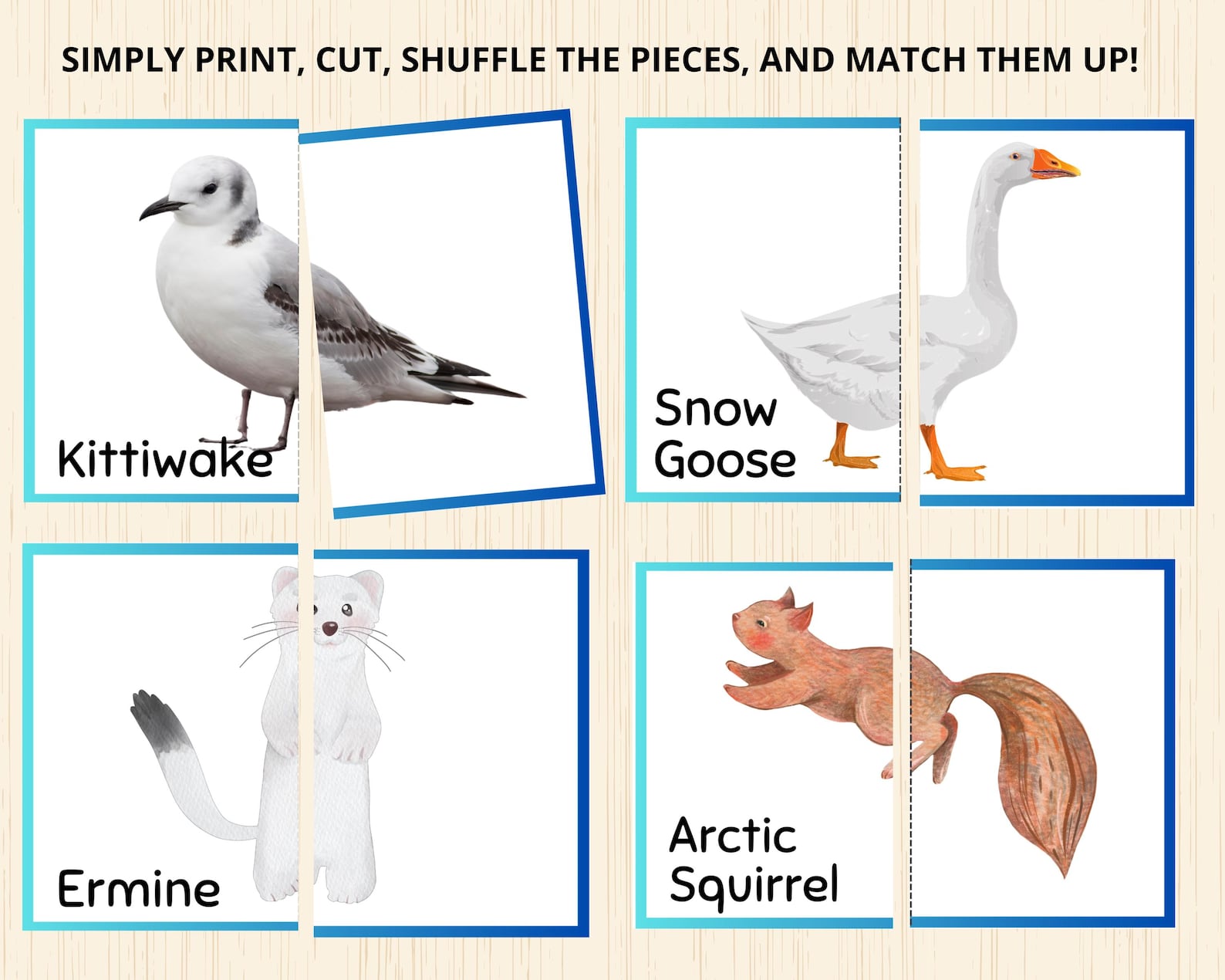 Arctic Animal Matching,arctic Animal Puzzle,winter Animal Montessori ...