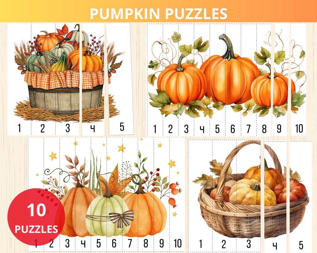 Pumpkin Number Sequence Puzzles,autumn Activity,fall Preschool,counting ...