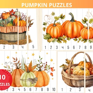 Pumpkin Number Sequence Puzzles,autumn Activity,fall Preschool,counting ...