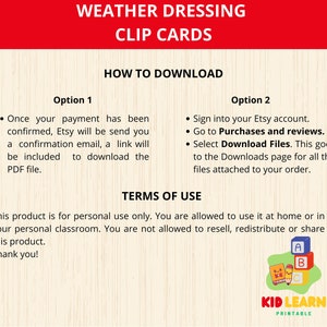 Weather Dressing Clip Cards, Weather Temperature Dressing for Kids ...