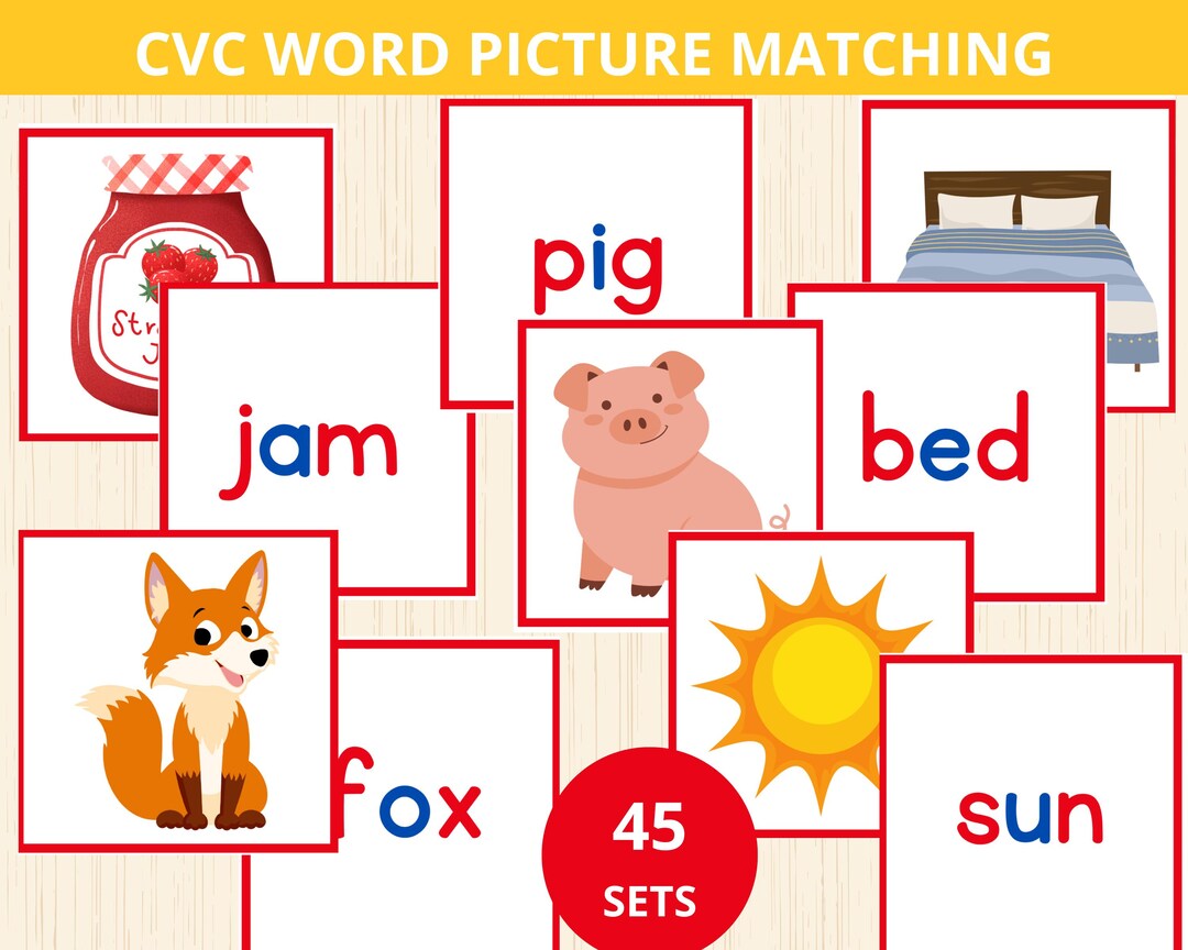 Cvc Word Cards,cvc Word and Picture Matching Activity,cvc Word Matching ...