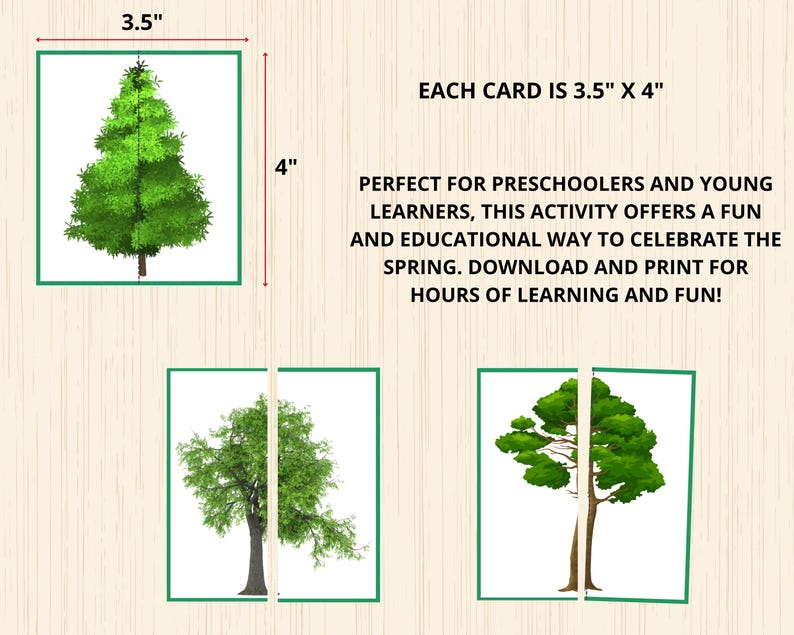 Tree Matching,tree Puzzle,trees Halves Matching,nature Preschool,spring ...