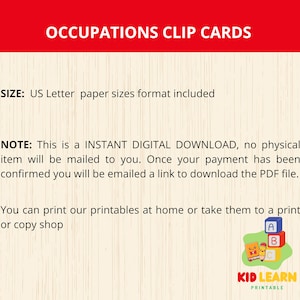 Occupations Cards,community Helpers Clip Card,professions Printable ...