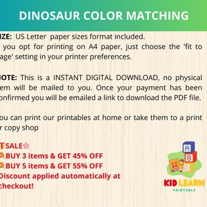 Dinosaur Color Match,dinosaur Preschool Activity,color Sorting Game ...