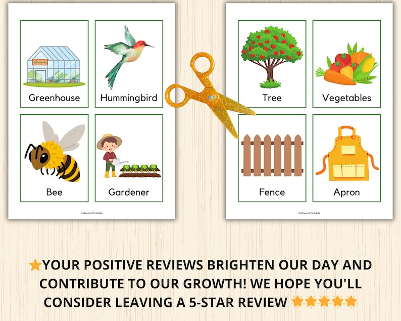 Montessori Garden Cards, Preschool Printable, Garden Flashcards ...