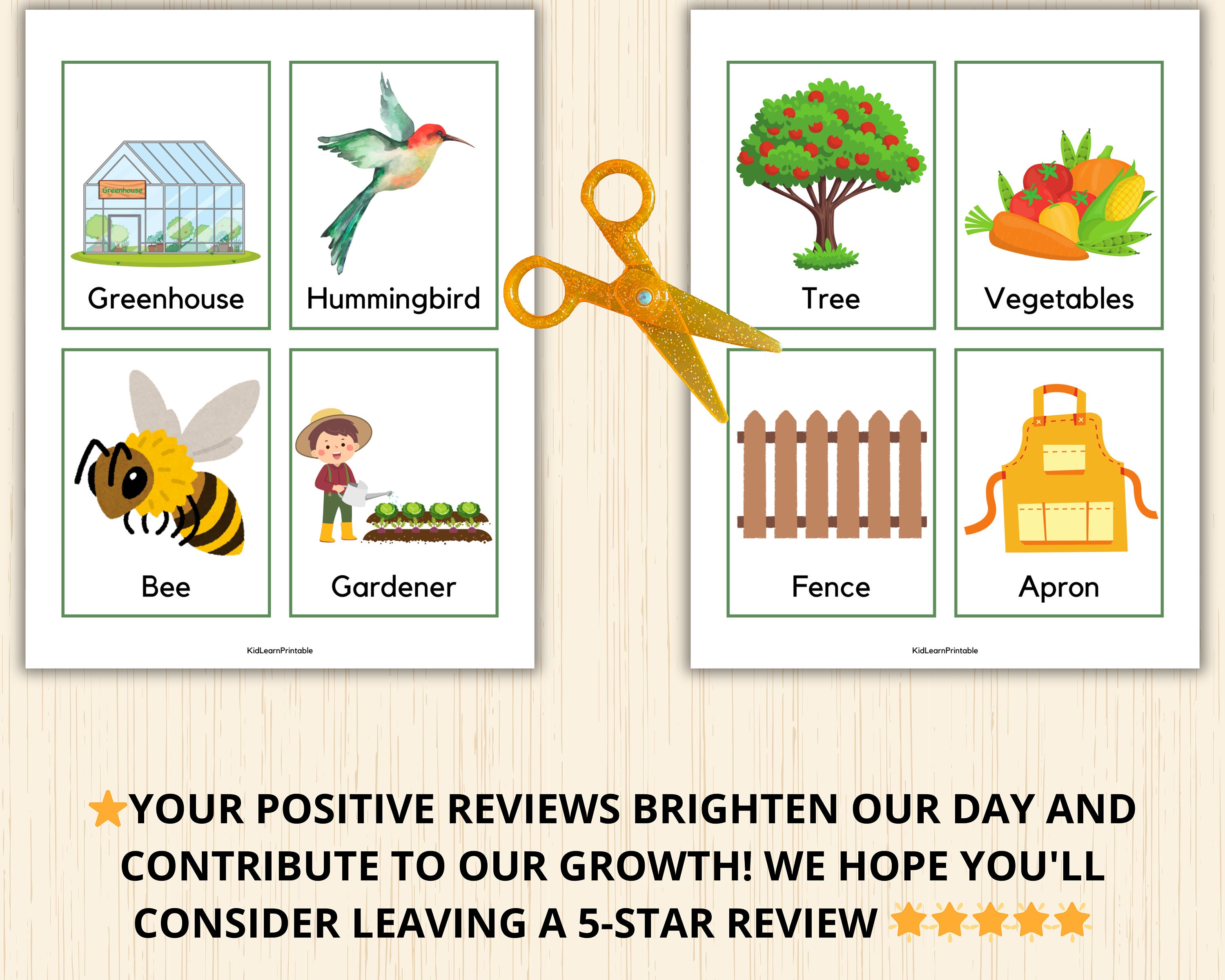 Montessori Garden Cards, Preschool Printable, Garden Flashcards ...