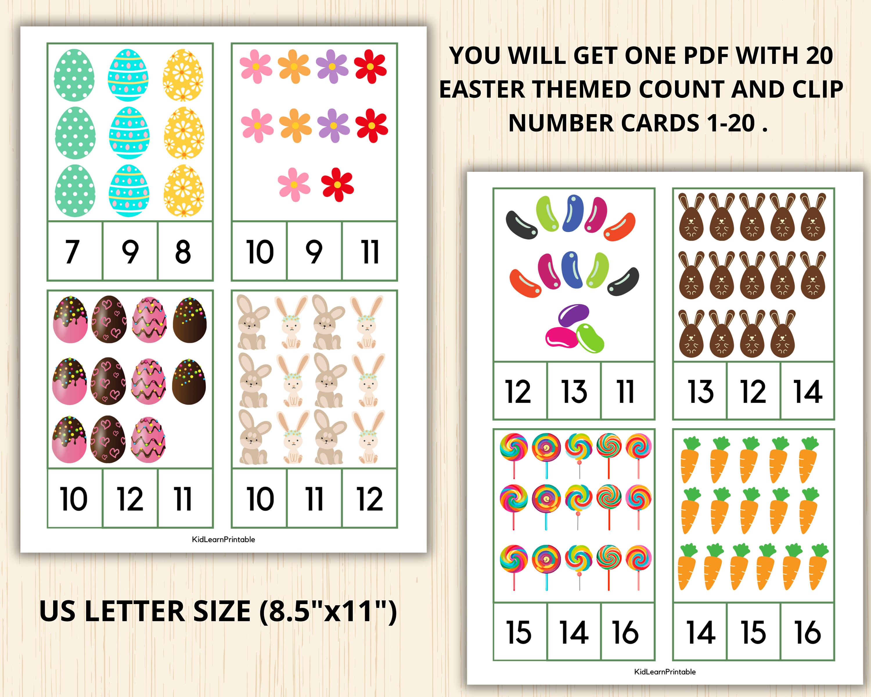 Easter Count and Clip Cards, Counting Flashcards, Spring Activity ...