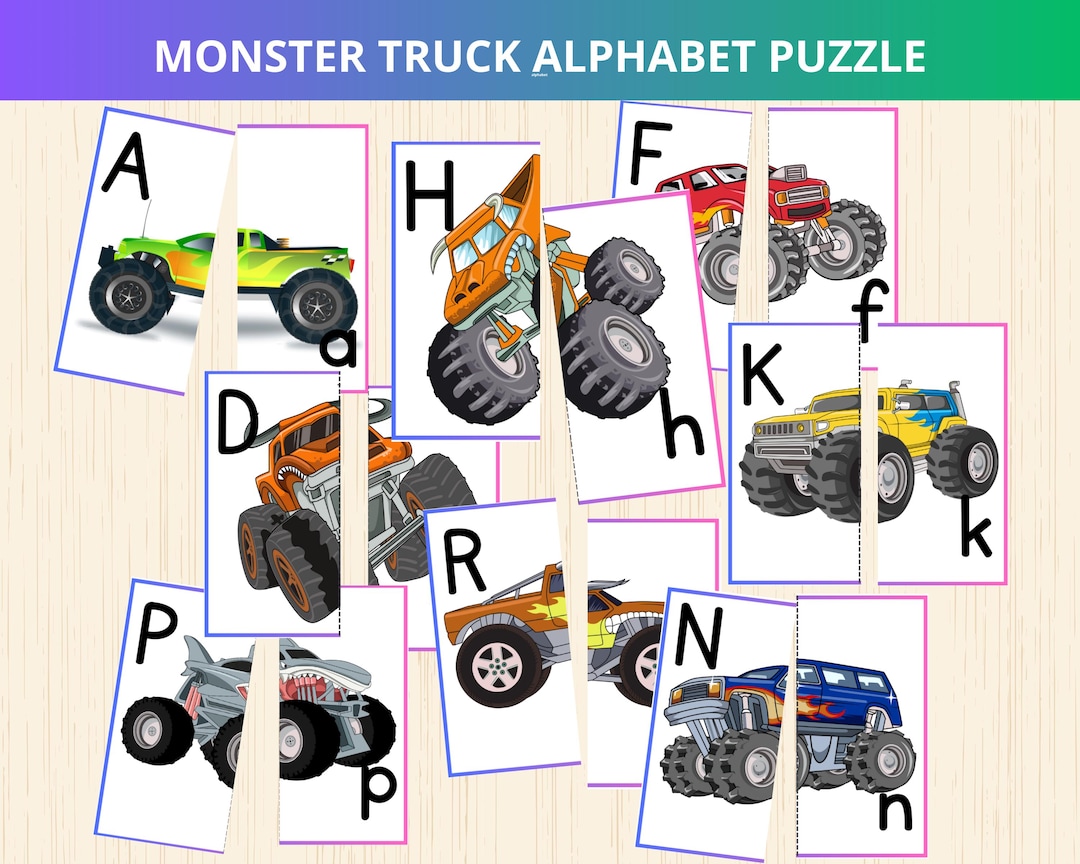 Monster Truck Alphabet,preschool Alphabet Game,abc Matching Game,letter ...
