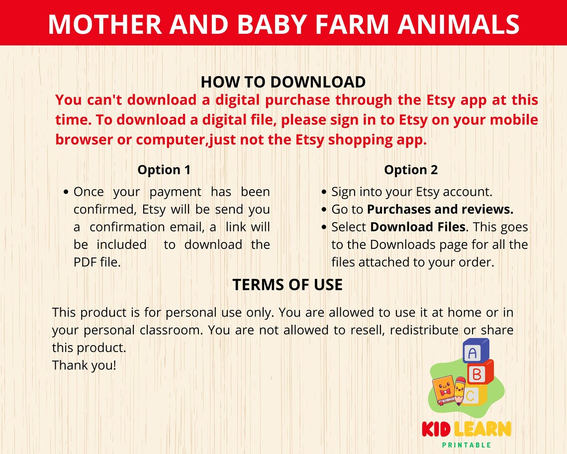 Mother and Baby Farm Animal Matching Card,montessori Farm Unit,farm ...