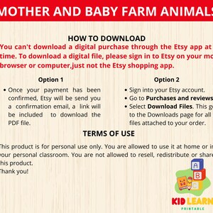 Mother and Baby Farm Animal Matching Card,montessori Farm Unit,farm ...