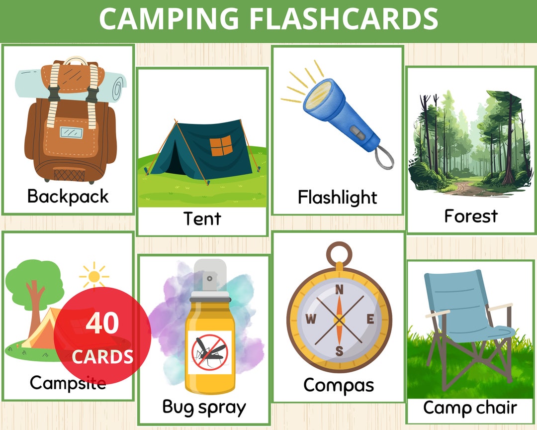 Camping Flash Cards,alphabet Flashcards,kindergarten Prek,seasonal ...