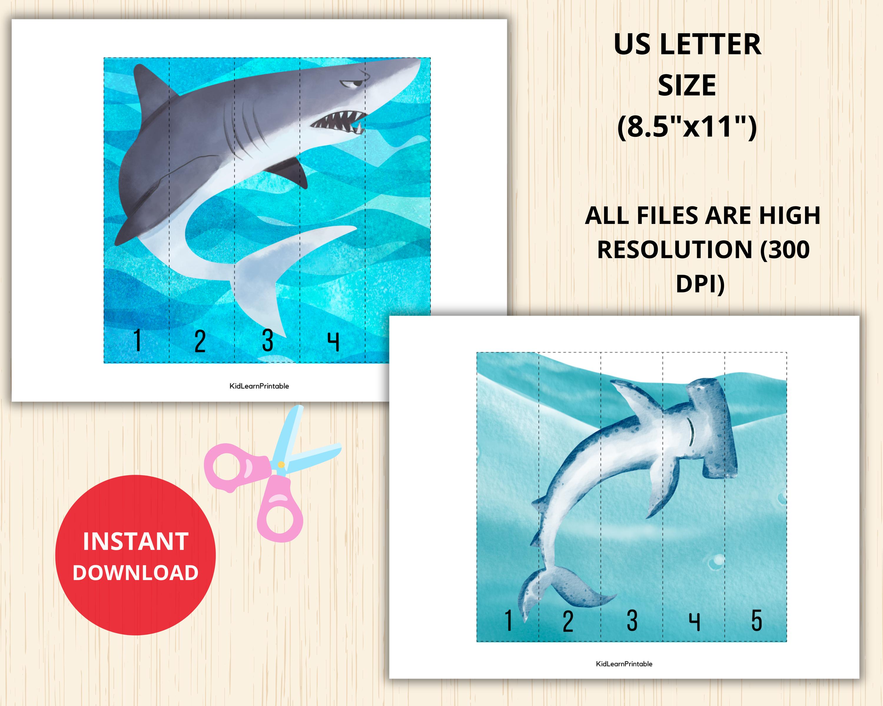 Shark Puzzles,counting Activity,number Puzzle,math Puzzles,math Skills ...