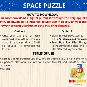 Space Puzzles,space Activities,outer Space Number Sequence,numbers 1-10 ...