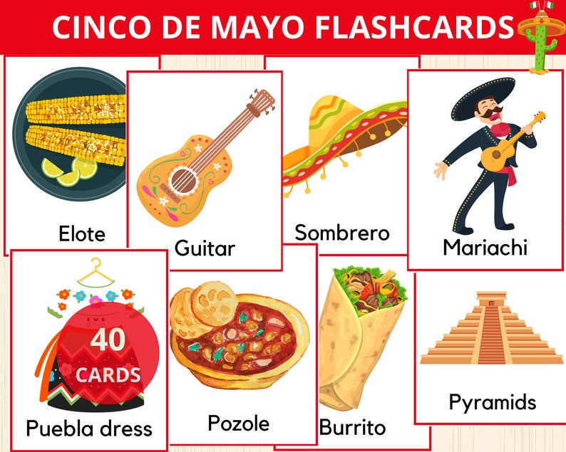 Cinco De Mayo Cards,vocabulary Cards,write the Room,cinco De Mayo ...