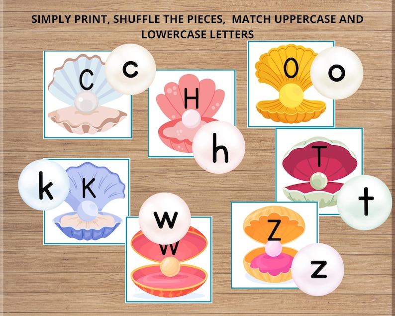 Seashell Alphabet Puzzle,beach Alphabet Matching,seashell Unit Study ...