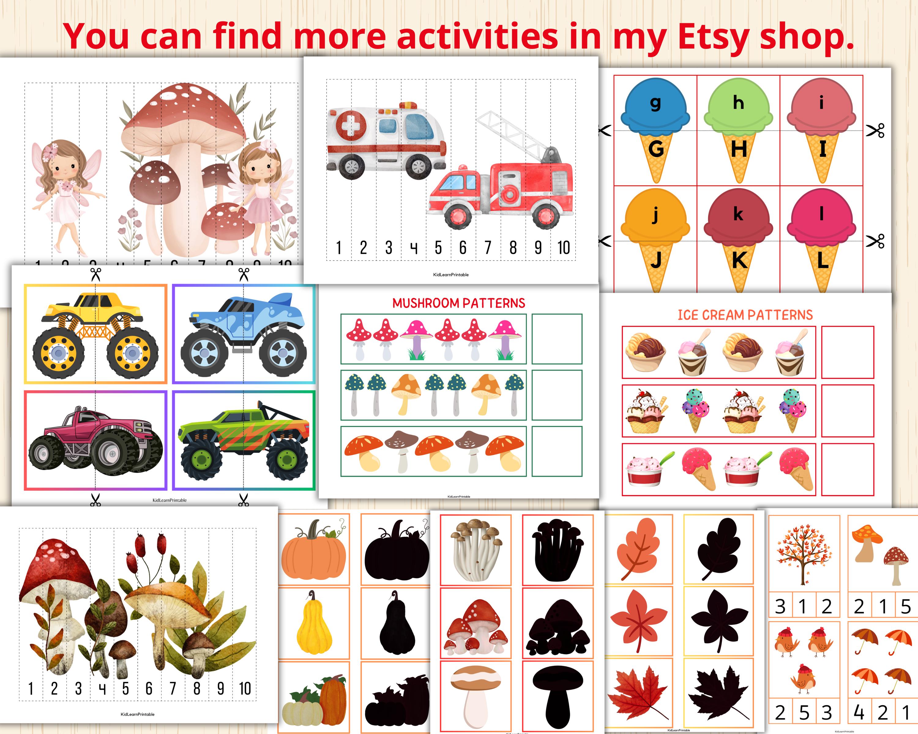 Fall Matching Mushroom Activity,symmetry Puzzle,2 Piece Puzzle,autumn ...