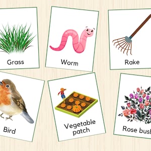 Montessori Garden Cards, Preschool Printable, Garden Flashcards ...