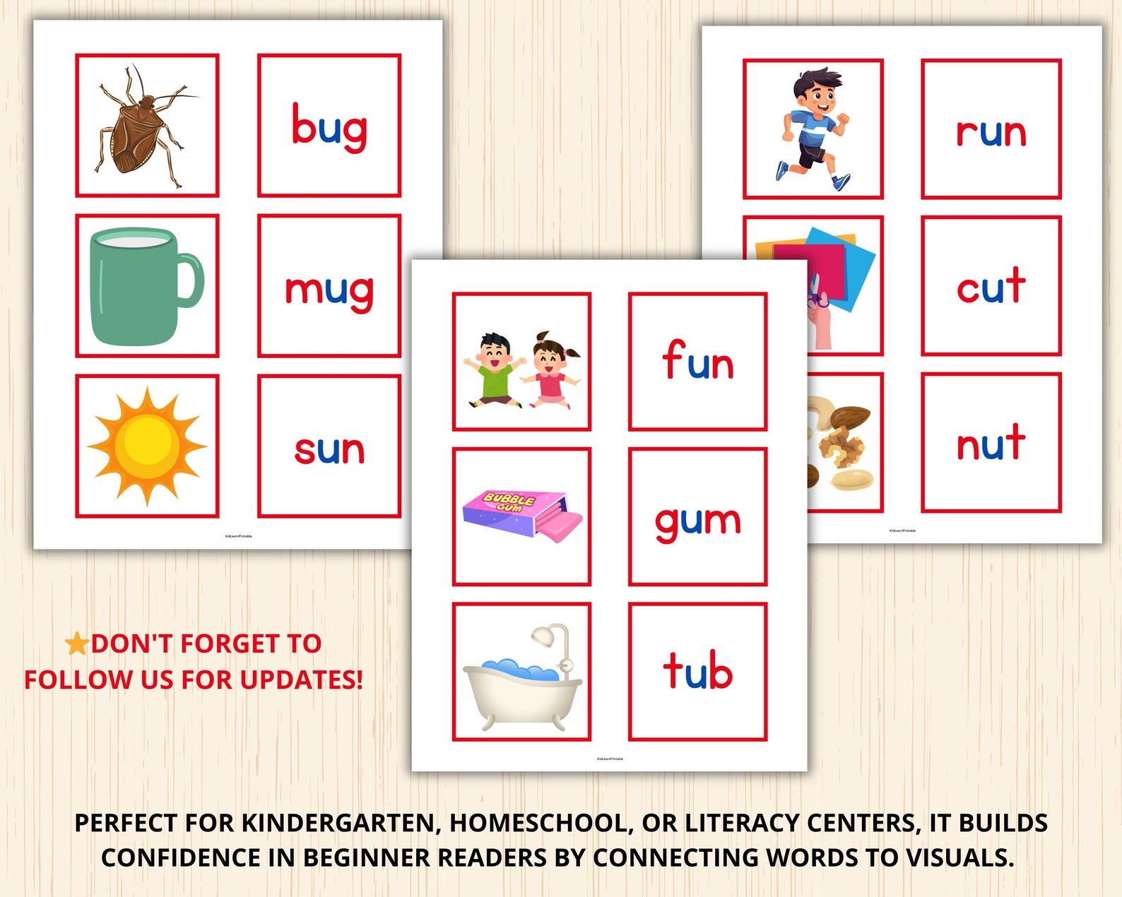 Cvc Word Cards,cvc Word and Picture Matching Activity,cvc Word Matching ...