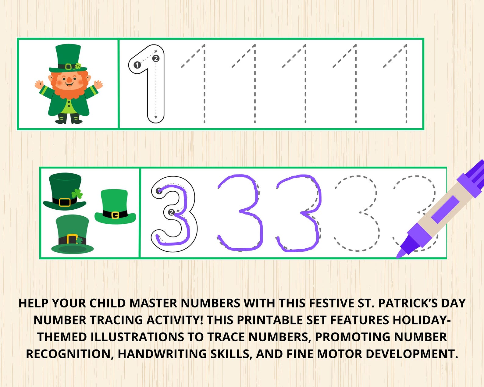 St. Patrick's Number Tracing,st Patricks Tracing Whorksheets,spring ...