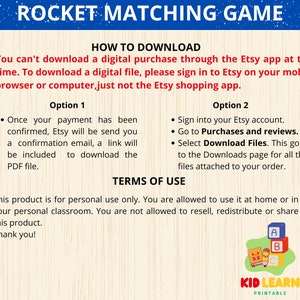 Space Matching Game,rockets Matching Activity,solar System Game, Space ...