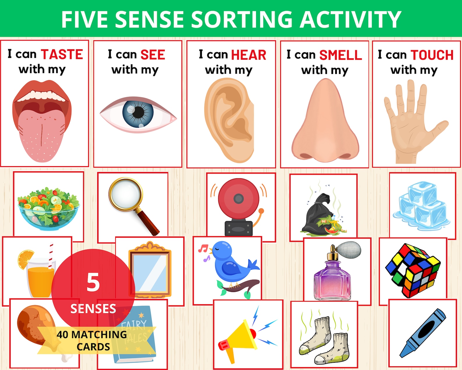 Five Senses Sorting Activity, 5 Sense Activities,5 Senses ...