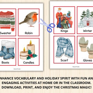 Christmas Flashcard,winter Flashcard,christmas Montessori Prek,holiday ...