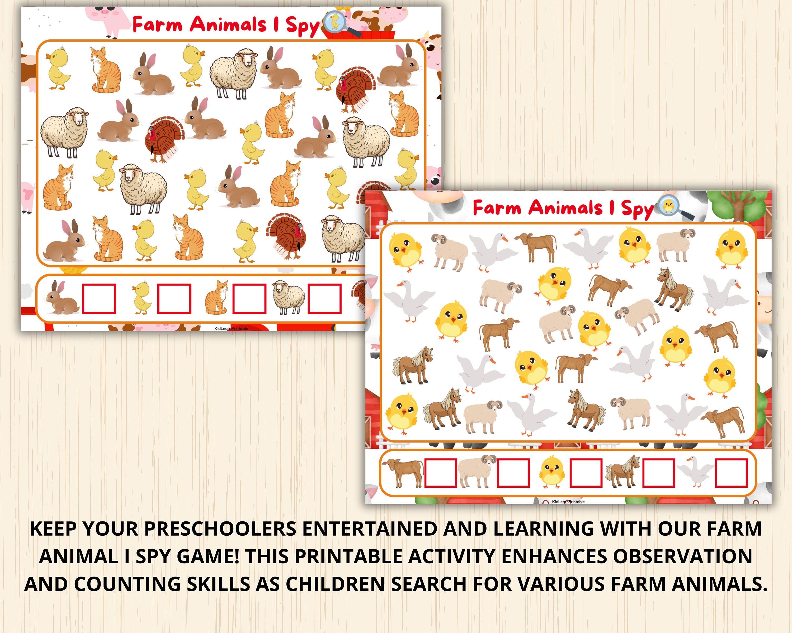Farm Animal I Spy,counting Activity,look and Find,farm Animals ...