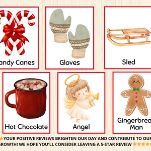 Christmas Flashcard,winter Flashcard,christmas Montessori Prek,holiday ...