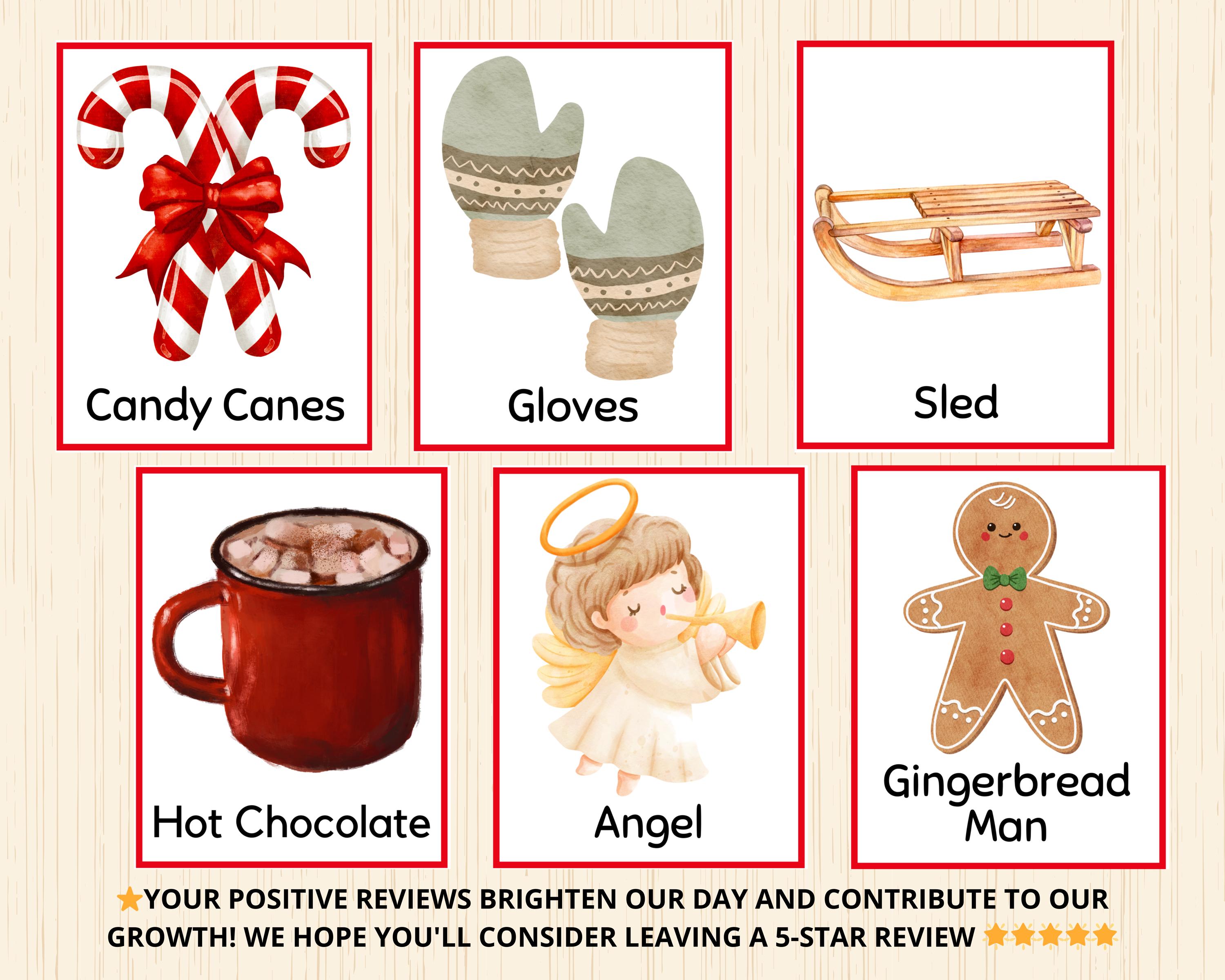 Christmas Flashcard,winter Flashcard,christmas Montessori Prek,holiday ...