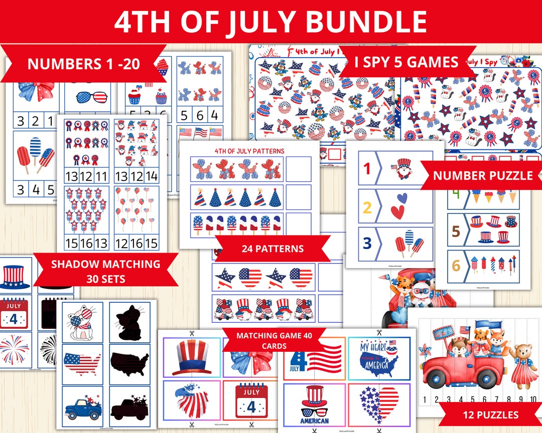 4th of July Bundle,preschool Activities,patterns Activity,shadow ...