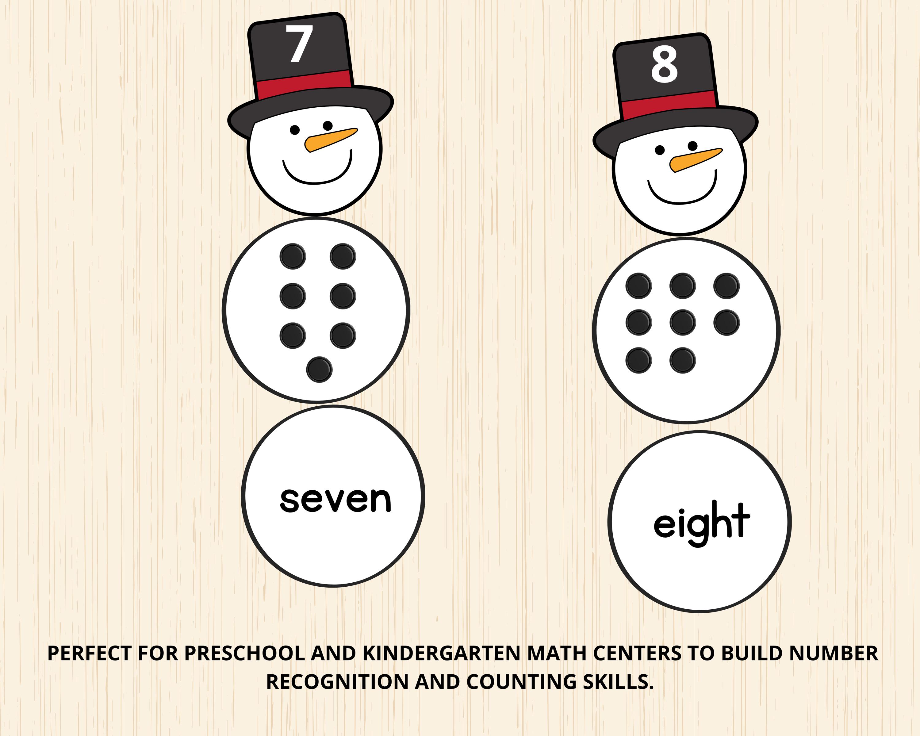 Snowman Number Activity,winter Math Activity,snowman Counting Game ...