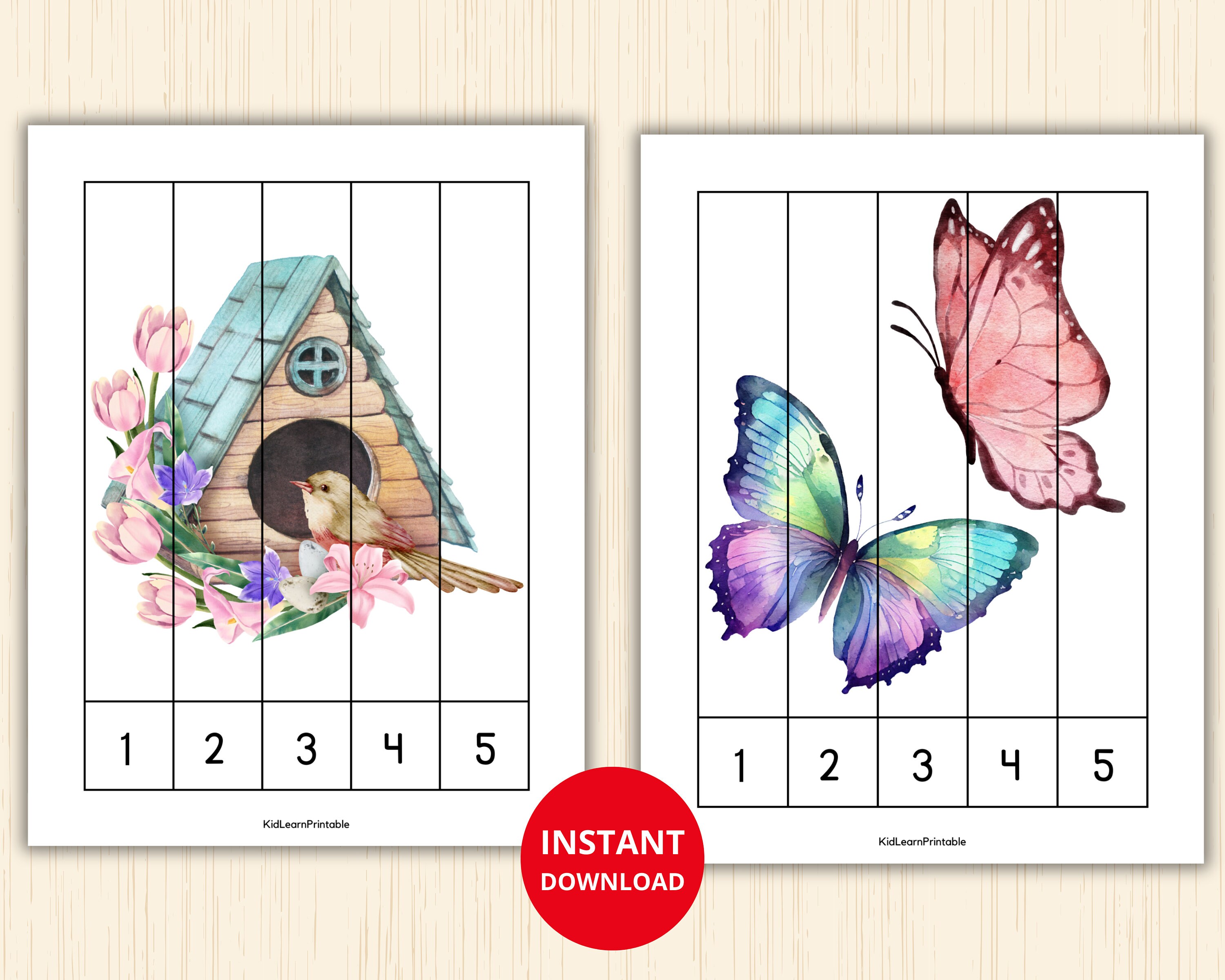 Spring Number Puzzles, Montessori Spring Printable, Number Sequence ...