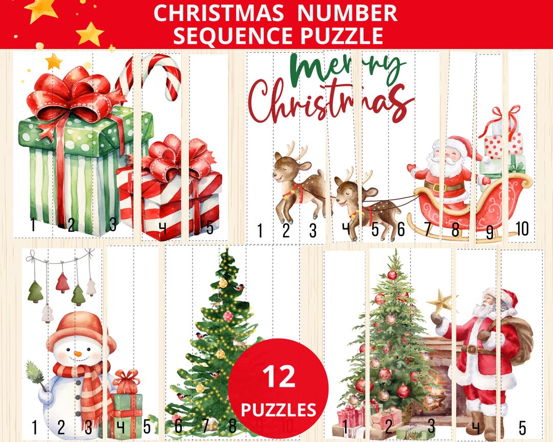 Christmas Number Puzzles,christmas Number Sequence Puzzles,christmas ...