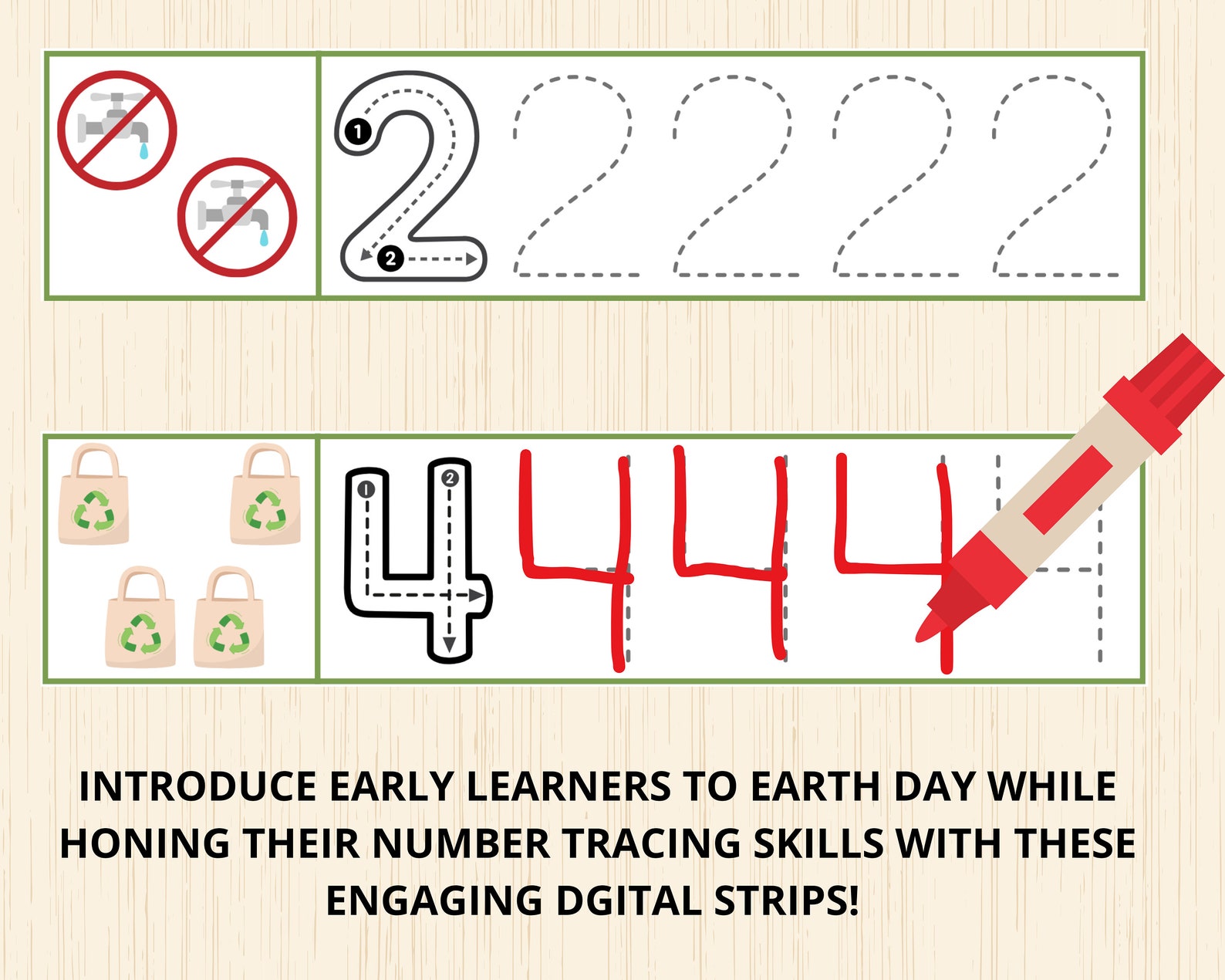 Earth Day Activity,number Tracing Strips,number Tracing Worksheets ...