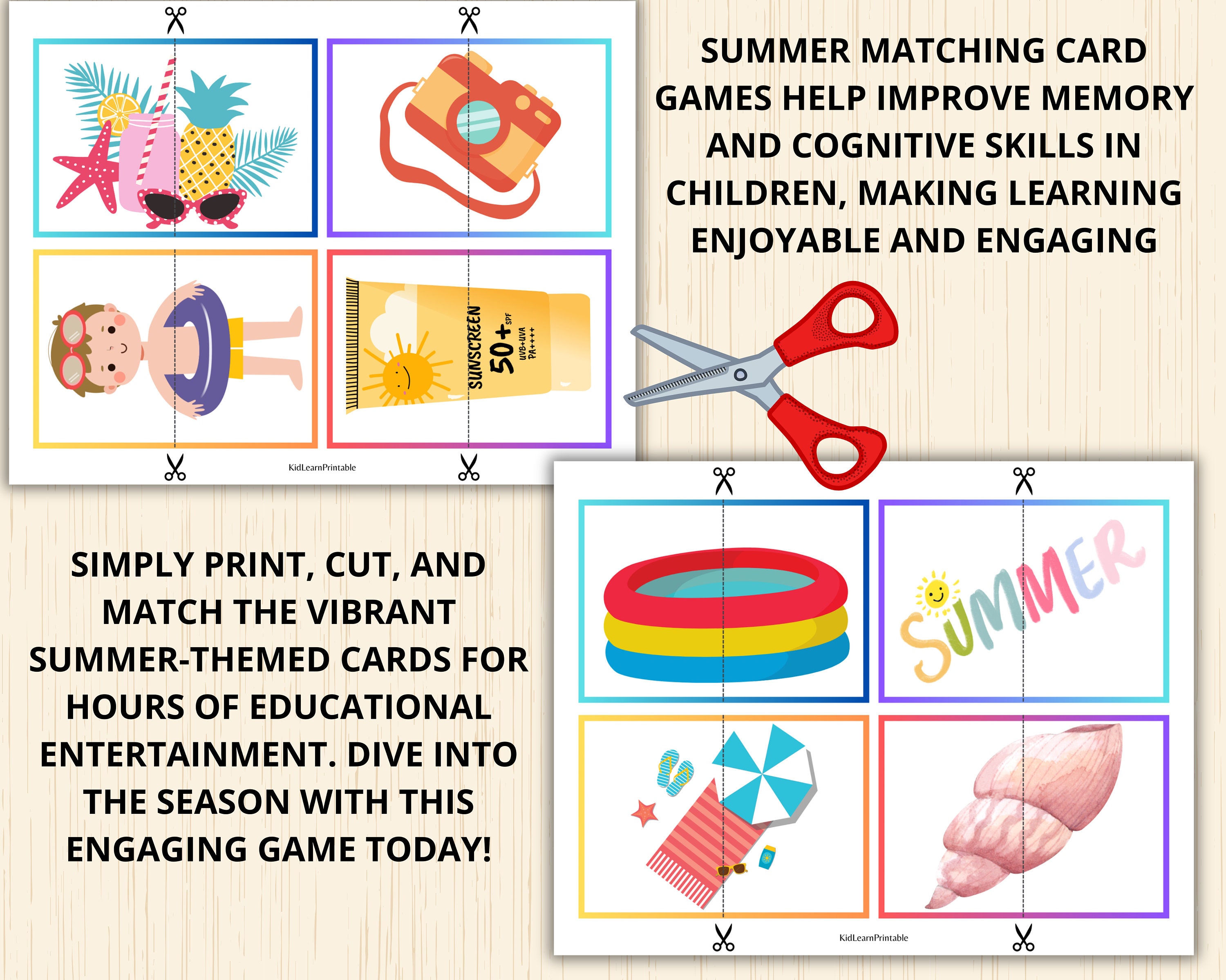 Summer Matching Game,summer Activity,summer Montessori,preschool ...