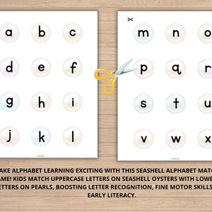 Seashell Alphabet Puzzle,beach Alphabet Matching,seashell Unit Study ...