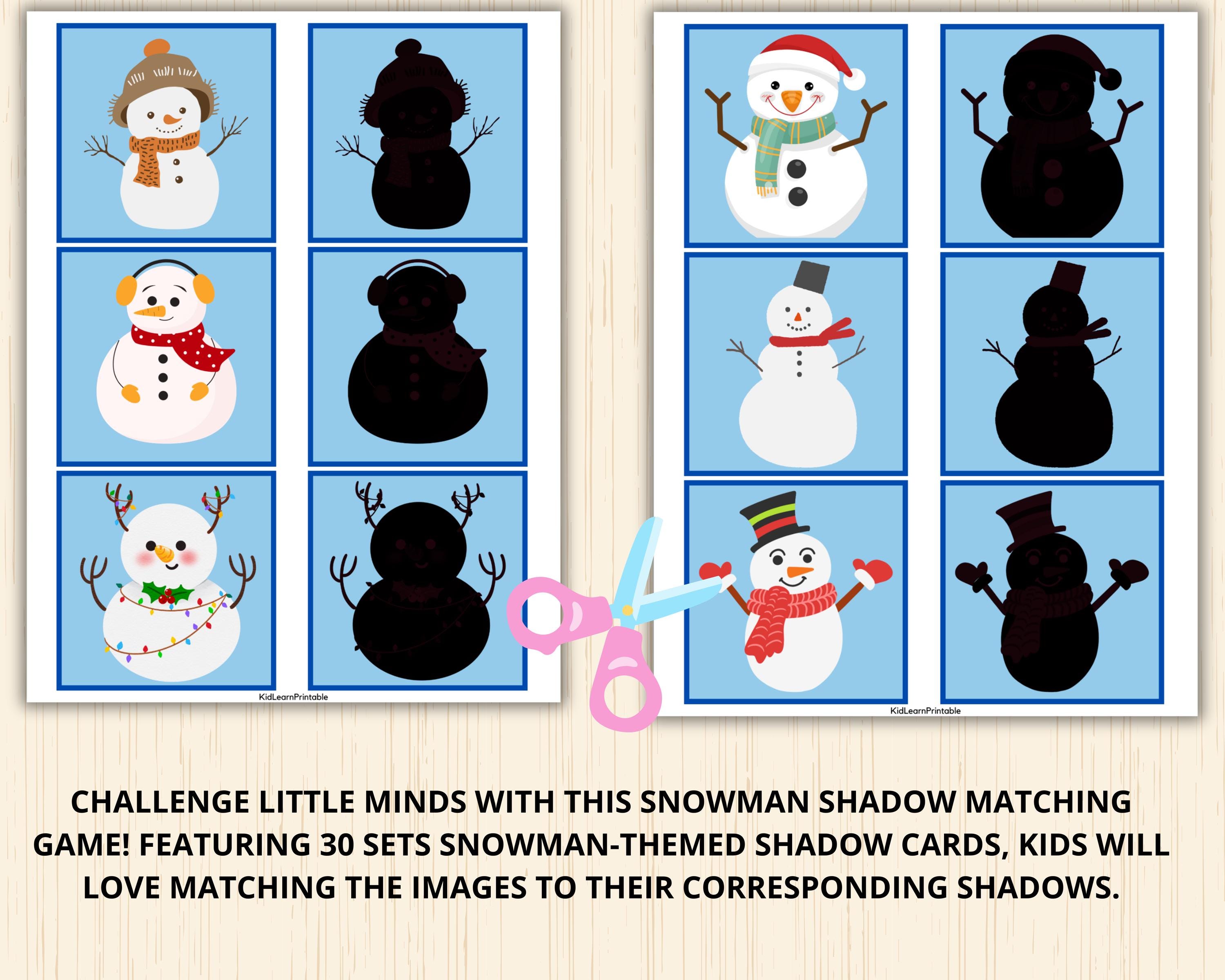 Winter Shadow Matching,christmas Winter Game,snowman Shadow Matching ...