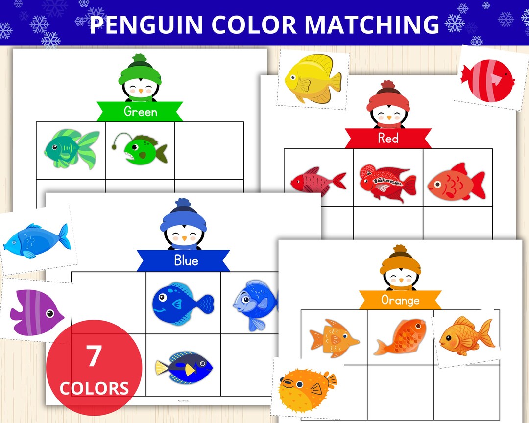 Penguin Color Matching,winter Busy Book,color Sorting Game,preschool ...