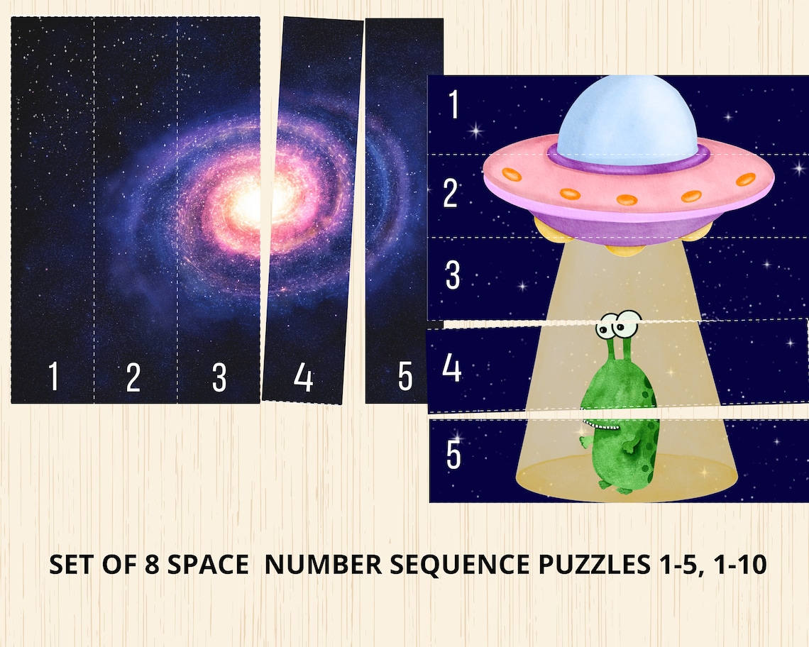 Space Puzzles,space Activities,outer Space Number Sequence,numbers 1-10 ...