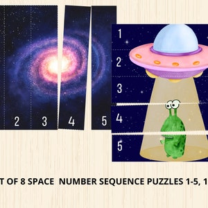 Space Puzzles,space Activities,outer Space Number Sequence,numbers 1-10 ...