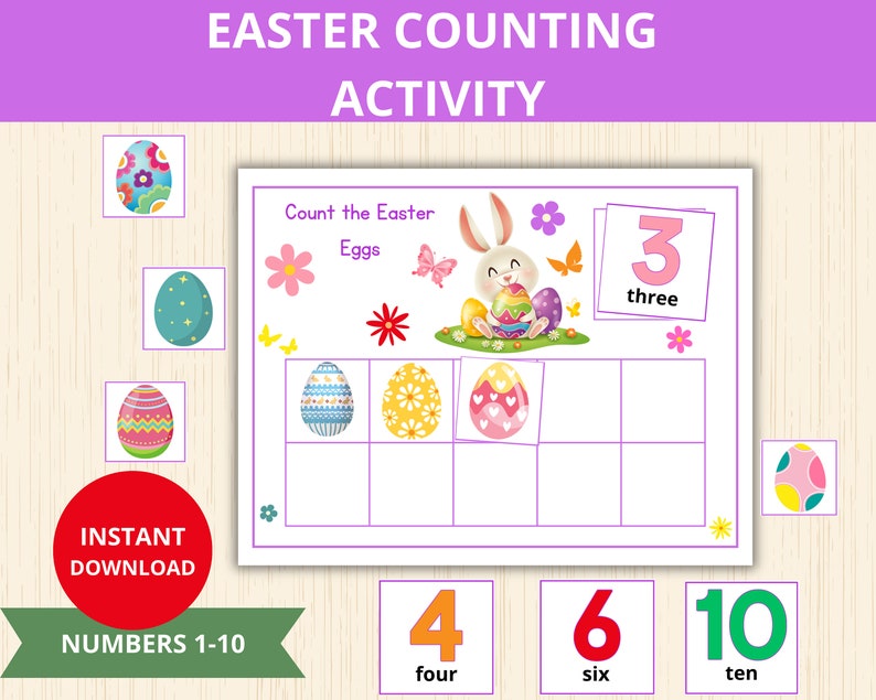 Easter Counting Activity, Numbers 1-10, Count Activities, Kindergarten ...