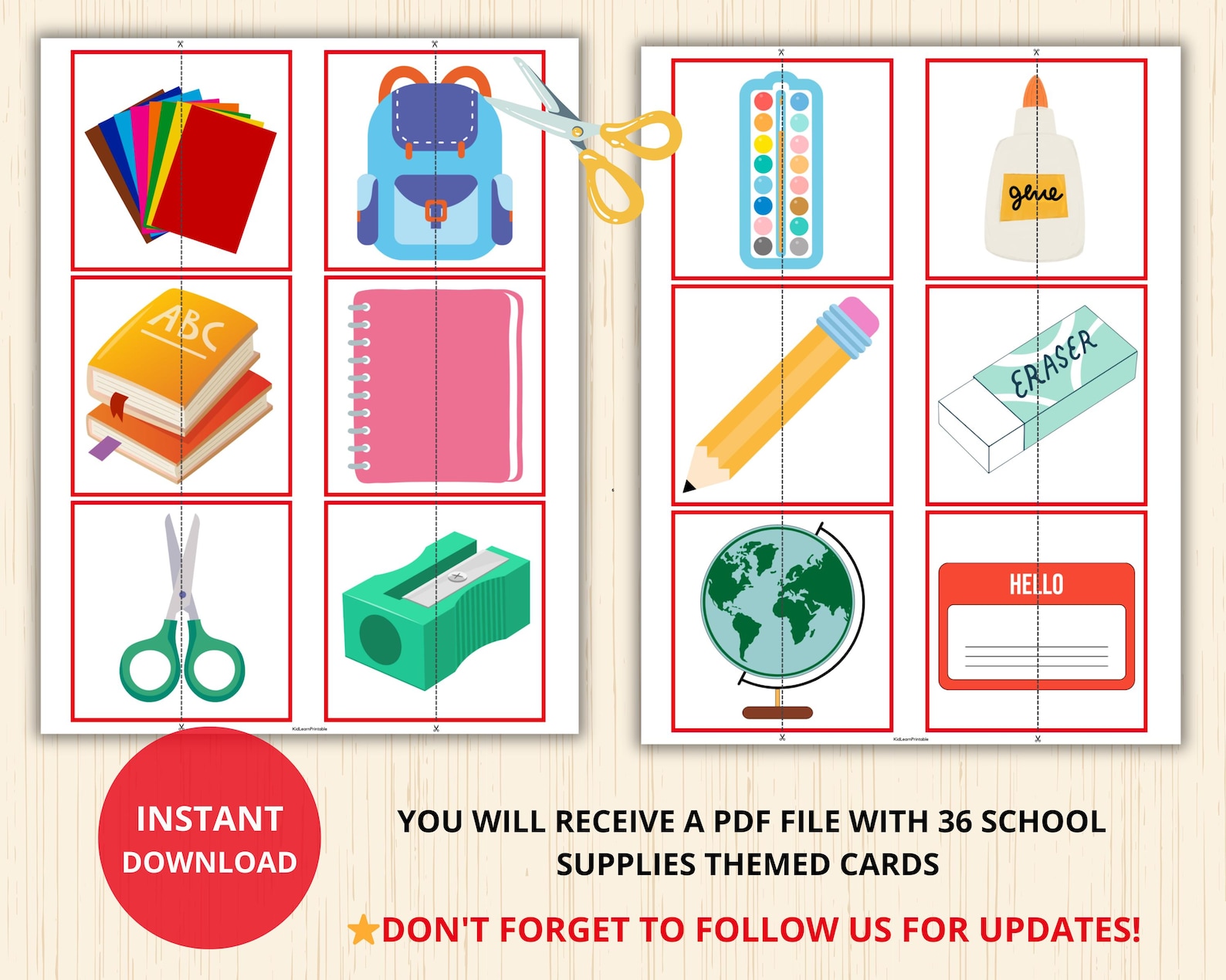 School Supplies Matching Game,back to School Game,school Items Matching ...