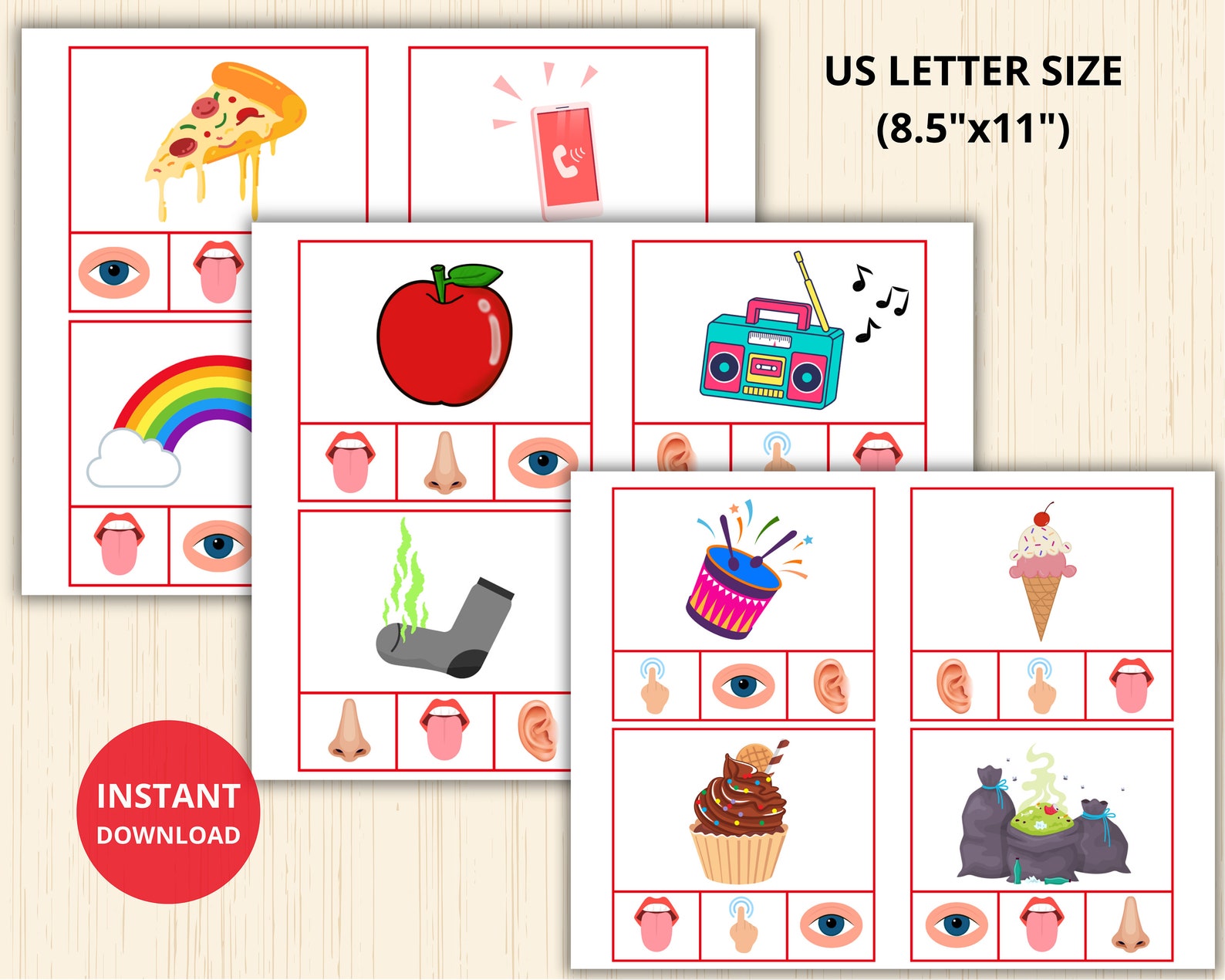 5 Senses Clip Cards, Five Senses Sorting Activity Game, Sort and Match ...